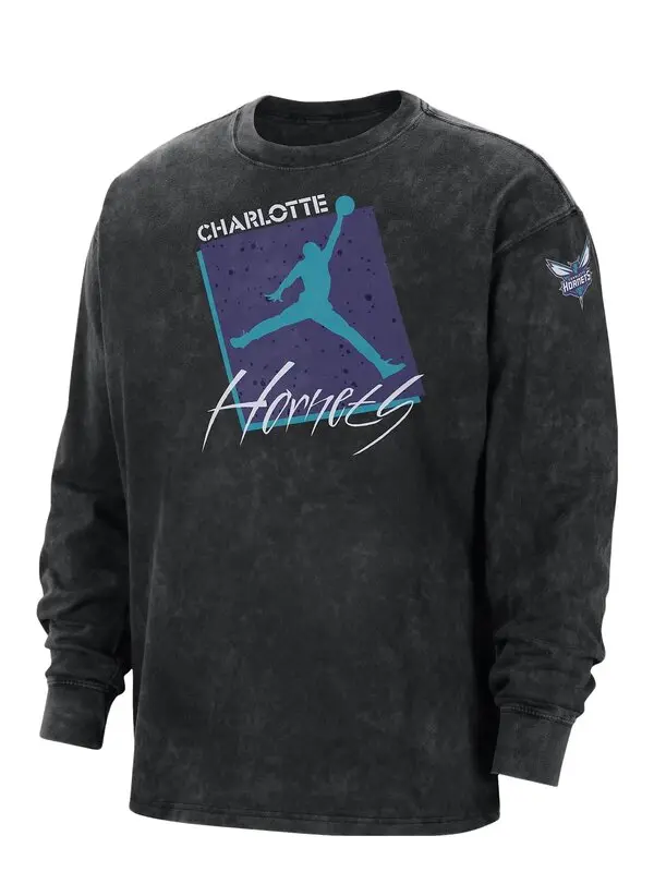 JORDAN Max90 Charlotte Hornets Courtside Statement Edition Nba Long-sleeve T-shirt - Black