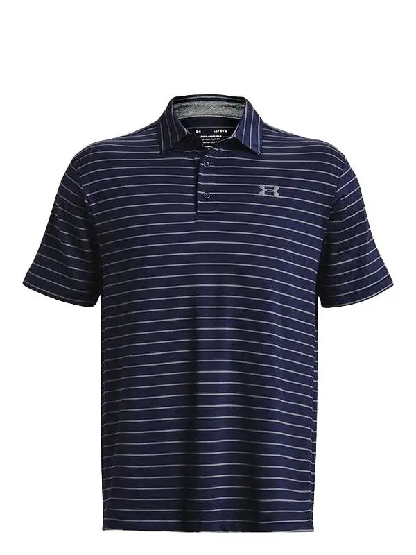 Under Armour Playoff Core Stripe Polo Shirt 'midnight Navy Grey - Midnight Navy/pitch Grey