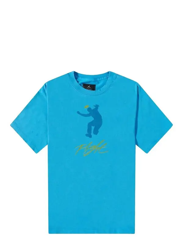 JORDAN X Union Crossover Solid Color Alphabet Pattern Cartoon Printing Round Neck Short Sleeve Us Edition Blue - Default Color