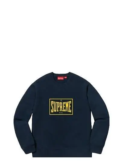 Supreme Warm Up Crewneck - Navy/yellow