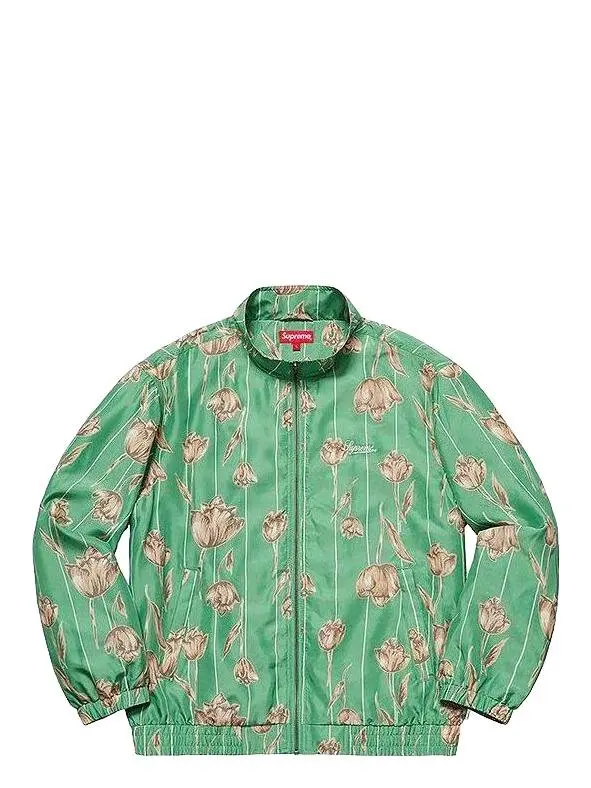 Supreme Floral Silk Track Jacket - Green/tan