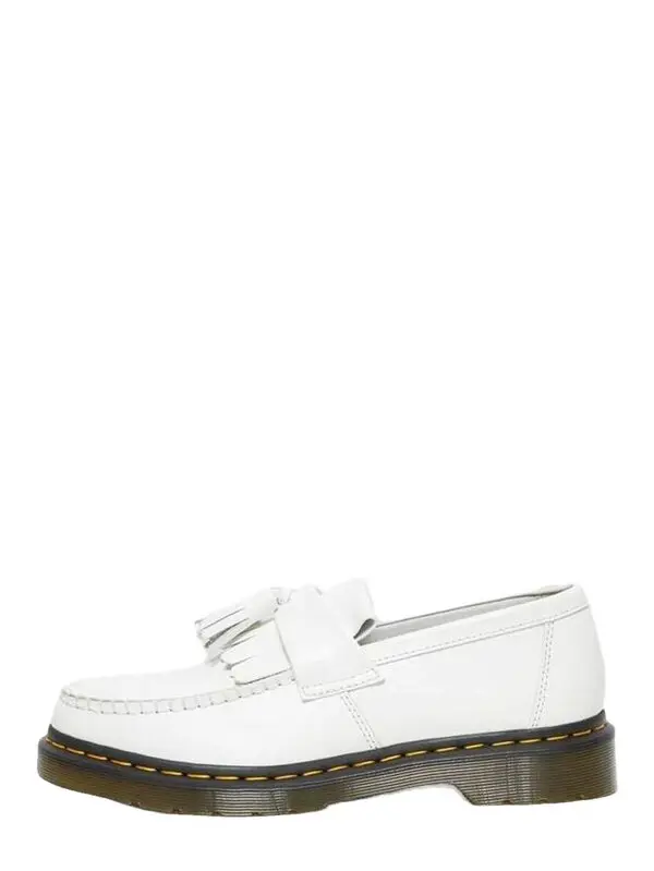 Dr. Martens Adrian Leather Tassel Loafers With Yellow Stitch Detailing - White