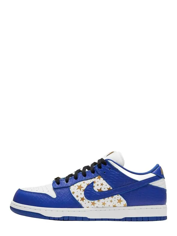 Nike X Supreme Sb Dunk Low Og Qs "hyper Royal - White/metallic Gold/hyper Blue