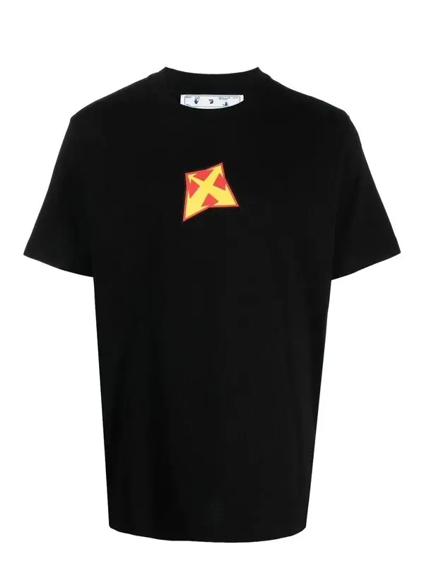 Off-White Logo Printing Round Neck Pullover Short Sleeve Black T-shirt - Multi-color