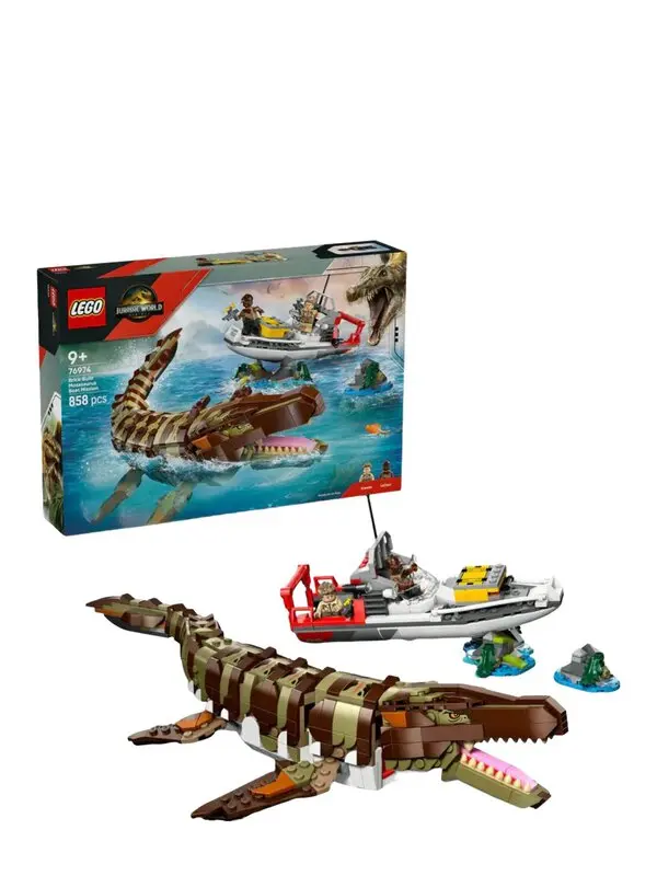 Lego Jurassic World Brick-built Mosasaurus Boat Mission 76974 - Multi-color