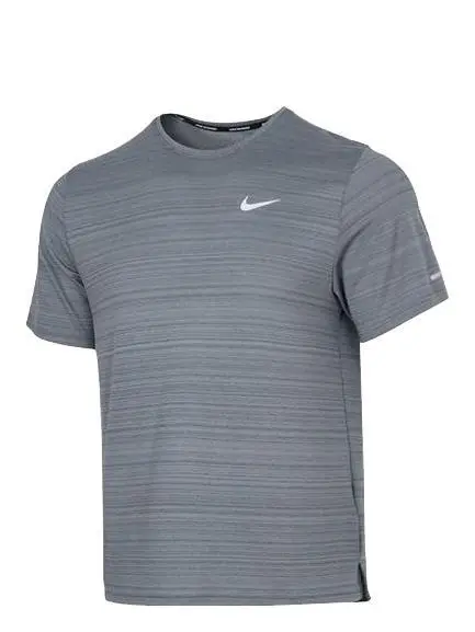 Nike Dri-fit Miler Running Training Sports Short Sleeve Smoke Grey T-shirt 'gray Silver - Gray/silver