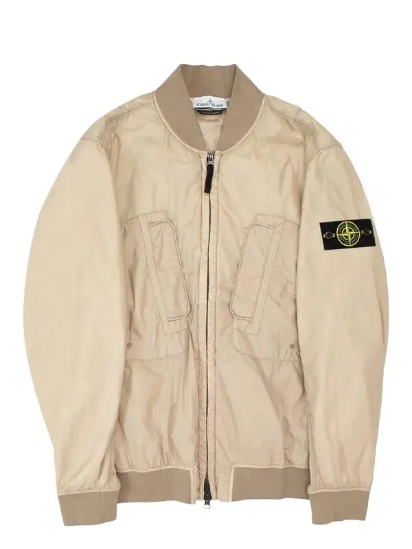 Stone Island Logo Patch Zipped Bomber Jacket - Dove Grey