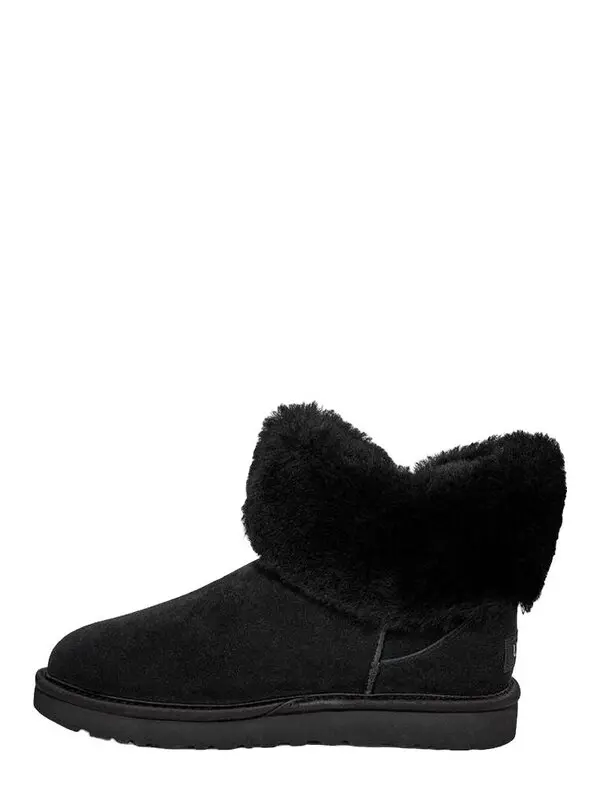 UGG Cinched Fur Mini Boots - Black