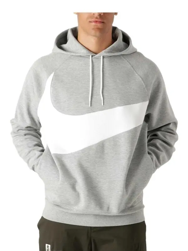 Nike Swoosh Tech Fleece Pullover Hoodie - Dark Grey Heather/white