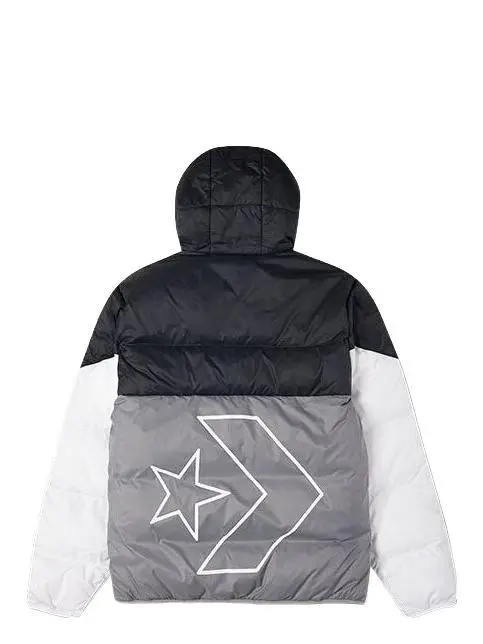 CONVERSE Hooded Down Jacket - Grey/black/white