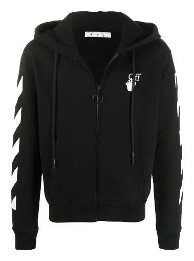Off-White Hands Arrow Zip-up Hoodie - Black