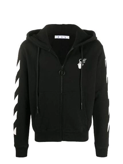 Off-White Hands Arrow Zip-up Hoodie - Black