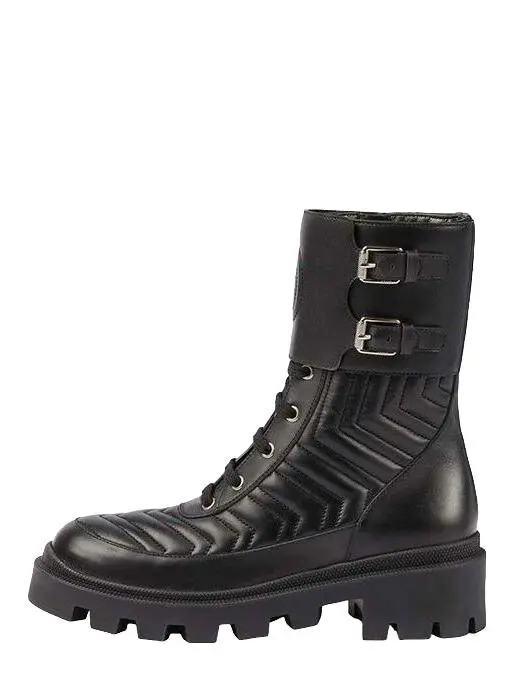 Gucci Frances Interlocking G Combat Boots - Black