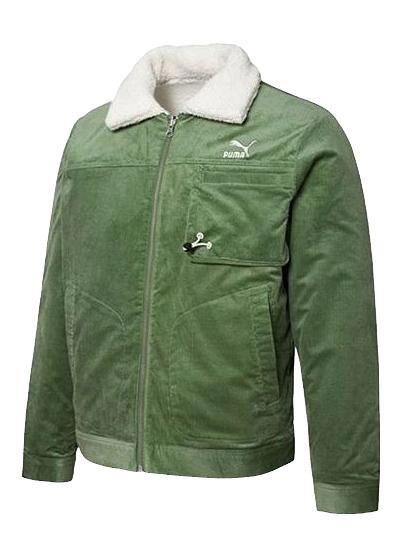 PUMA Cord Embroidered Logo Reversible Corduroy Jacket - Green