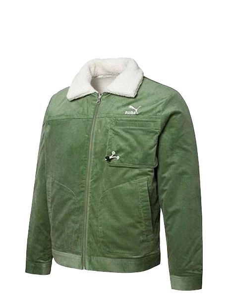 PUMA Cord Embroidered Logo Reversible Corduroy Jacket - Green