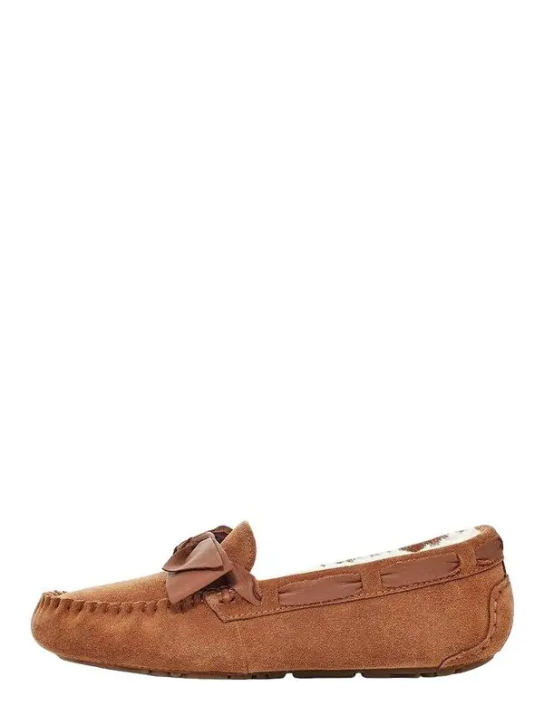 UGG Dakota Leather Bow Moccasins - Chestnut Brown