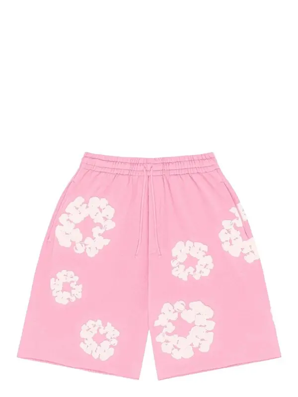 DENIM TEARS Cotton Wreath Logo Shorts - Pink/white
