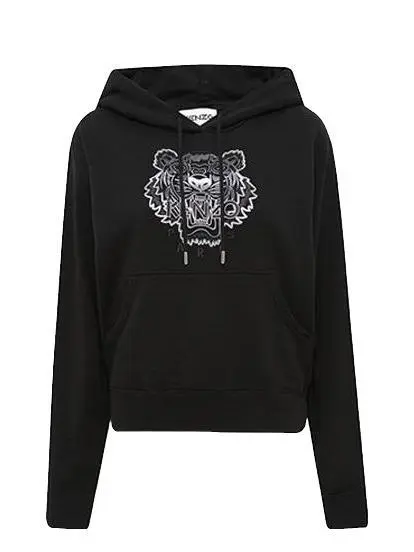 Kenzo Tiger Head Embroidered Hoodie - Black