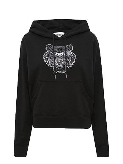 Kenzo Tiger Head Embroidered Hoodie - Black