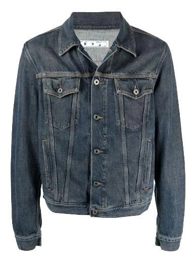 Off-White Logo Pattern Printing Denim Jacket - Blue