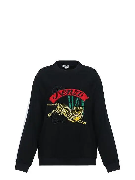 Kenzo Graphic Long Sleeve Pullover Hoodie - Black