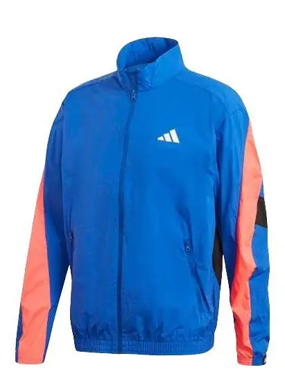 Adidas Woven Track Jacket With Contrast Paneling And Logo - Blue