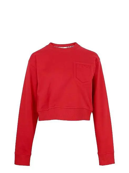 Fendi Logo Print Cropped Sweatshirt - Red