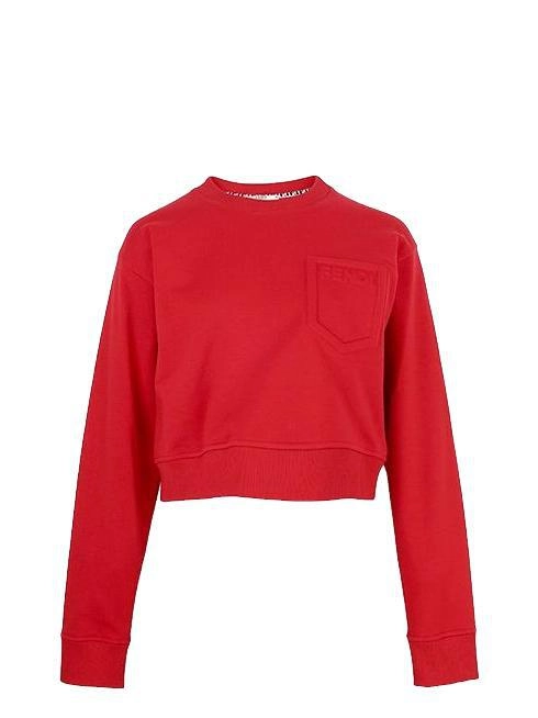 Fendi Logo Print Cropped Sweatshirt - Red