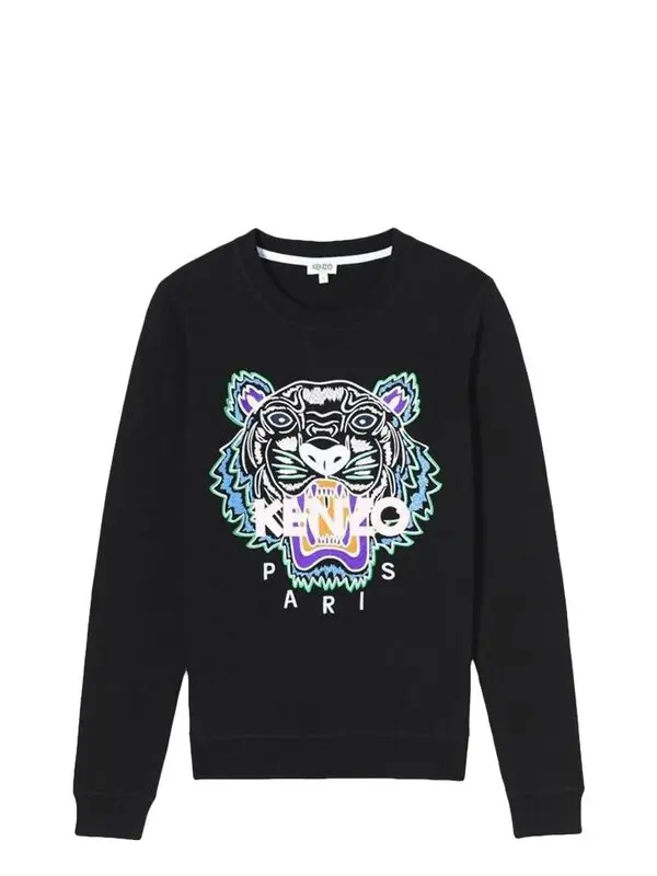 Kenzo Tiger Head Print Crewneck Sweatshirt - Black