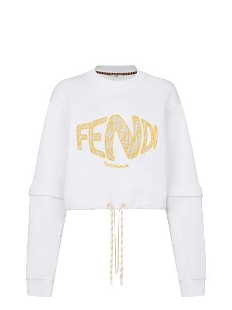 Fendi Cropped Detachable Sleeve Hoodie - White