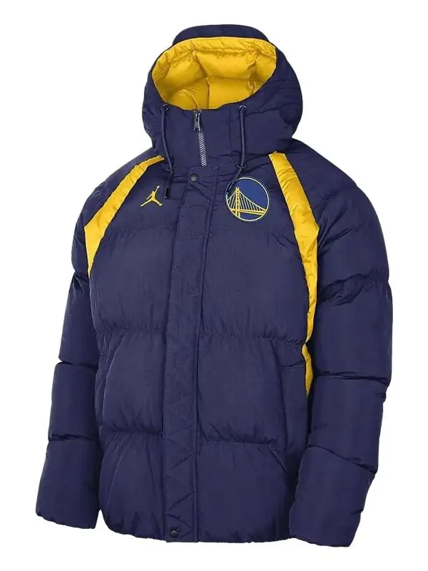 JORDAN Air Golden State Warriors Courtside Statement Puffer Jacket - Blue/yellow