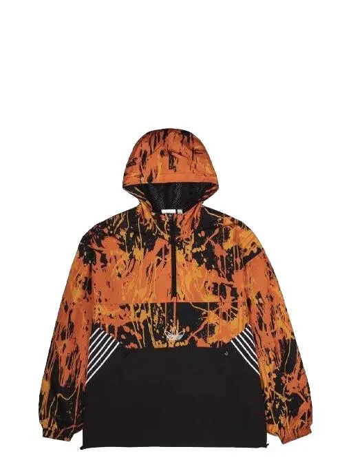 Adidas Originals Colorblock Stand Collar Hooded Jacket - Orange