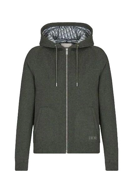 Dior Cashmere Blend Knit Hooded Zip-up Jacket - Tan