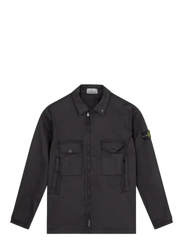 Stone Island Cotton Zip-up Overshirt - Black