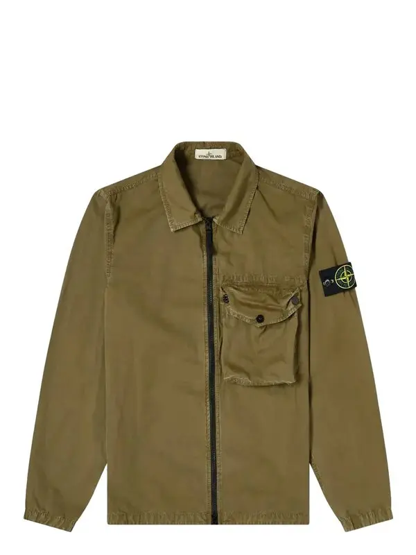 Stone Island Zip Pocket Overshirt - Olive Green