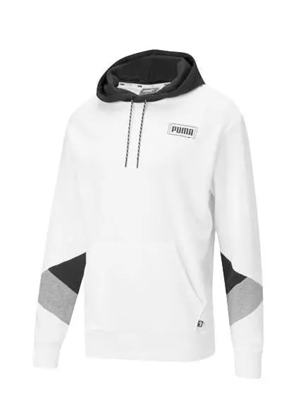 PUMA Rebel Color Match Knitted Sports Hooded Sweater - White