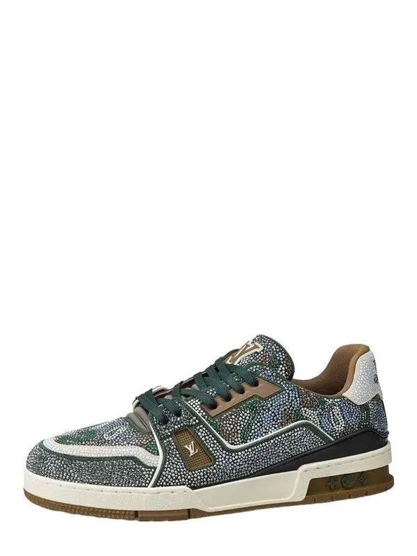 LOUIS VUITTON Embellished Lace-up Sneakers - Silver/brown/white