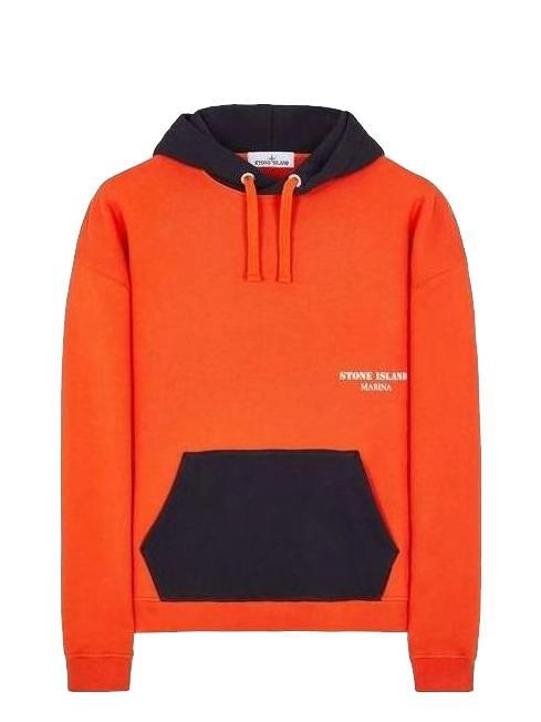 Stone Island Color Blocked Hoodie - Orange/black