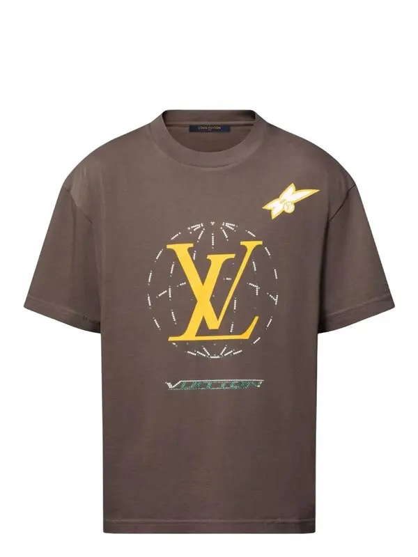 LOUIS VUITTON Washed Embellished Cotton T-shirt - Brown