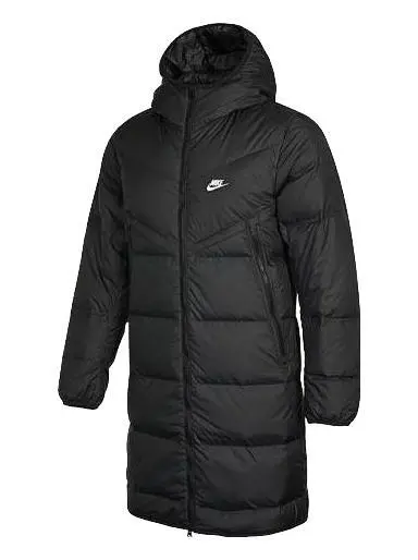 Nike Logo Hooded Down Jacket - Black
