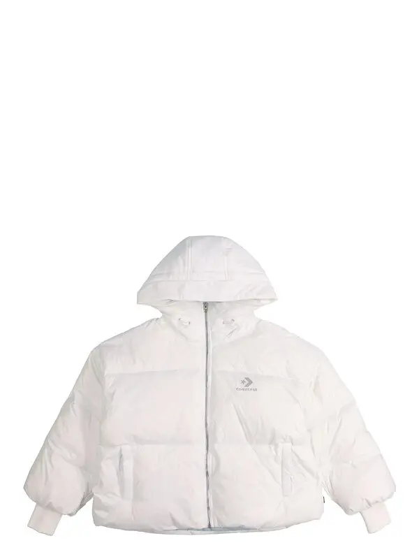 CONVERSE Short Down Fill Puffer Hooded Jacket - White