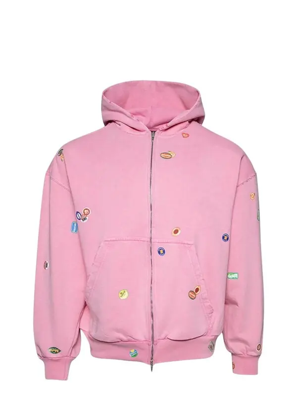 Balenciaga Zip-up Hoodie With Embellishments - Faded Dirty Pink