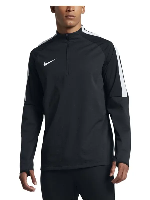Nike Half Zip Long Sleeve Hoodie With Contrasting Panels - Black
