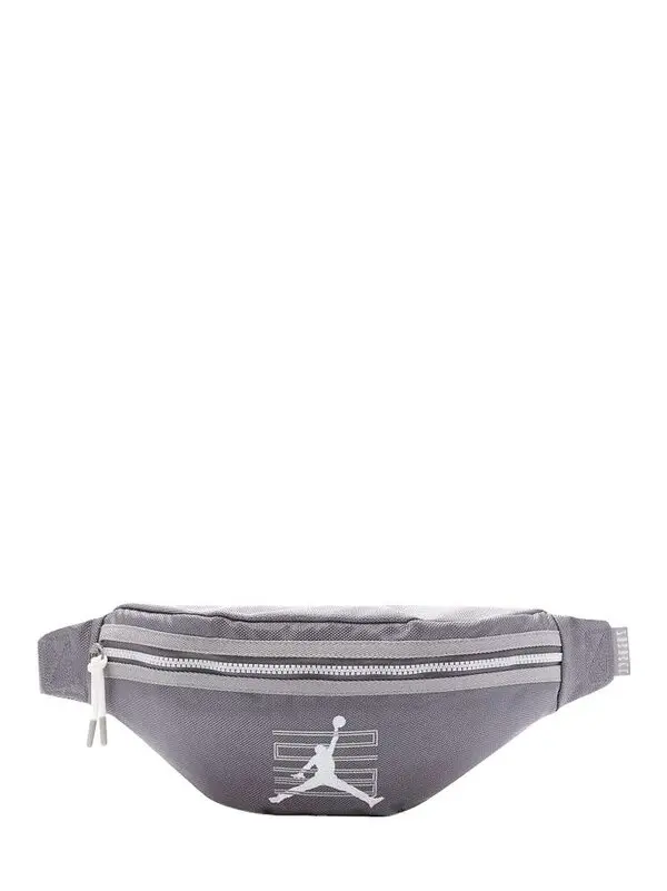 JORDAN Polyester Crossbody Printing Logo Zipper Belt Bag - Gray