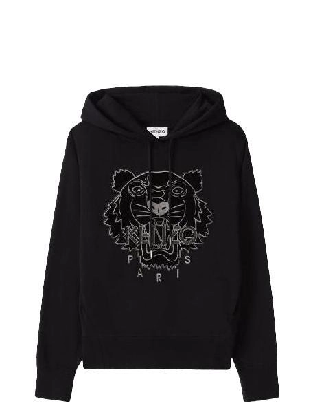 Kenzo Tiger Head Embroidered Hoodie - Black