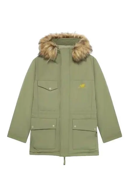 NEW BALANCE Fur Collar Windproof Jacket - Green/brown