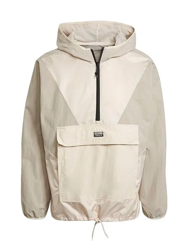 Adidas Originals V-line Woven Half-zip Hooded Jacket - Khaki