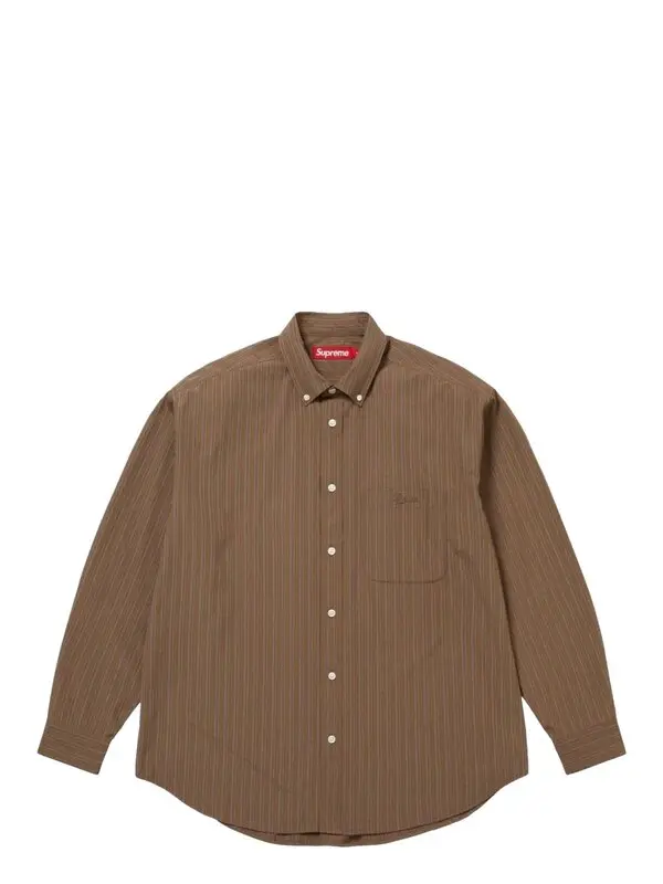Supreme Fw25 Pinstripe Shirt - Brown