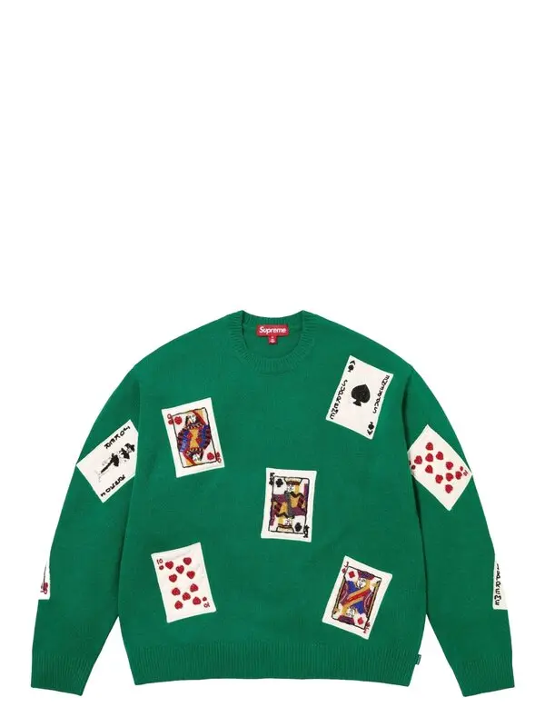 Supreme Fw25 Beaded Cards Sweater - Green