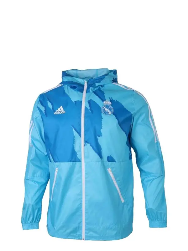 Adidas Real Madrid Football Woven Hooded Jacket - Blue